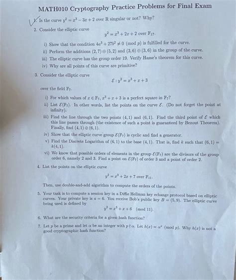 Solved Math010 Cryptography Practice Problems For Final Exam