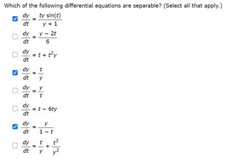 Solved Which Of The Following Differential Equations Are