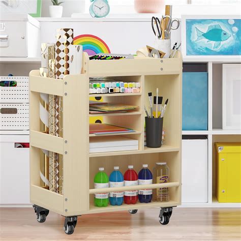 Art Cart Rolling Wood Arts And Crafts Supply Organizer
