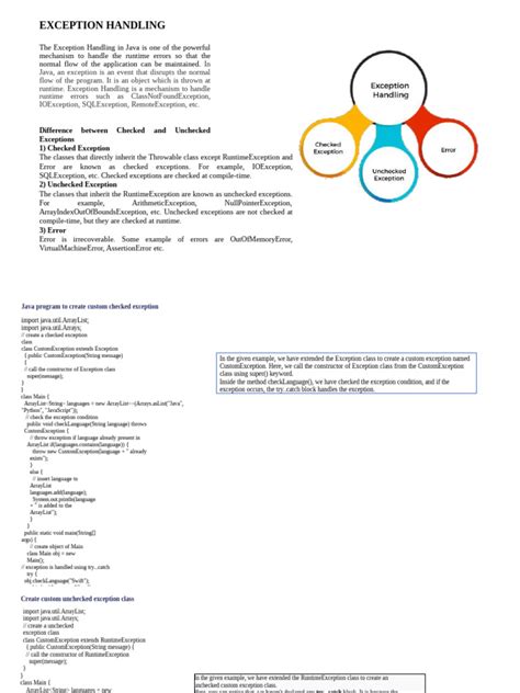 Unit1 Exception Handling Pdf Constructor Object Oriented Programming Programming