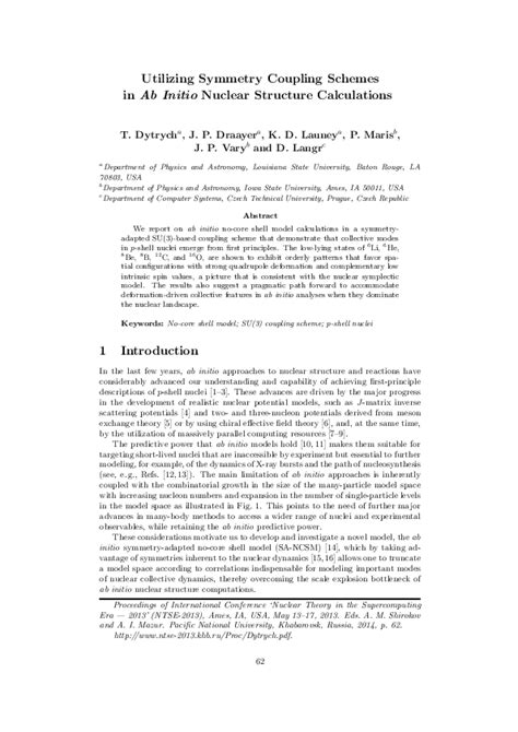 Pdf Utilizing Symmetry Coupling Schemes In Ab Initio Nuclear