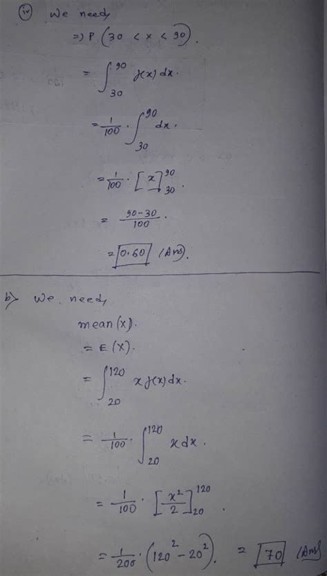 A Continuous Random Variable Is Uniformly Distributed Between 20 And