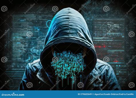 Hacker At Work With Gui Around Generative Ai Stock Illustration