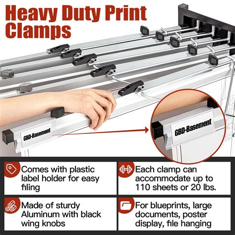 Estune 12 Pcs 30 Inches Blueprint Hanging Clamps