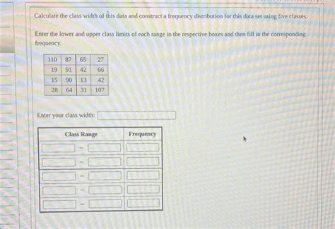 Solved Calculate The Class Width Of This Data And Construct Chegg Com