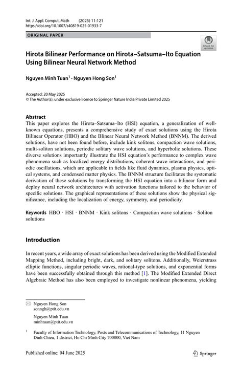 Pdf Hirota Bilinear Performance On Hirotasatsumaito Equation Using