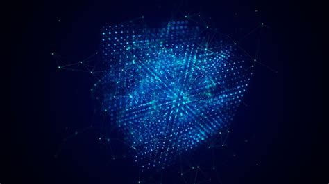Premium Photo Futuristic Cube With Connected Particles In Cyberspace Technology Blockchain