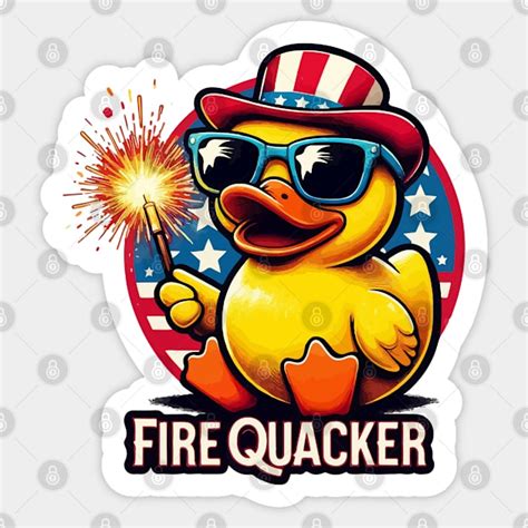 Firequacker Rubber Duck Usa Flag 4th Of July Firequacker Sticker Teepublic