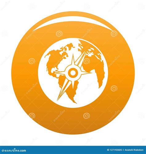 Compass On Earth Icon Orange Stock Illustration Illustration Of
