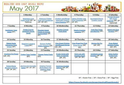 Healthy Quick And Easy Meal Plan 31 Recipes And Printable Menu Plan