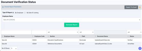 Report Document Verification Status