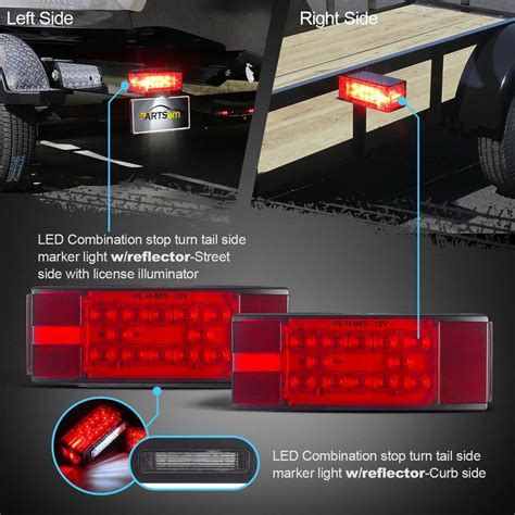 Partsam 12v Led Submersible Low Profile Rectangular Trailer Lights Wa