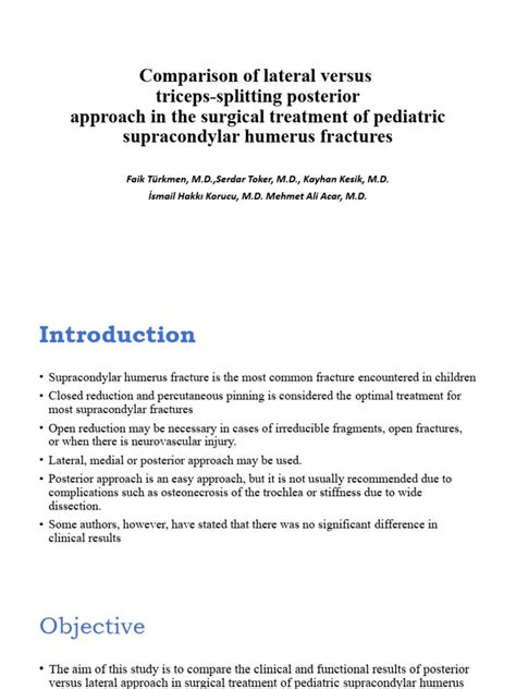 Comparison Of Lateral Versus Posterior Approach In Sch Pdf Elbow Musculoskeletal System