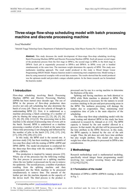 Pdf Three Stage Flow Shop Scheduling Model With Batch Processing