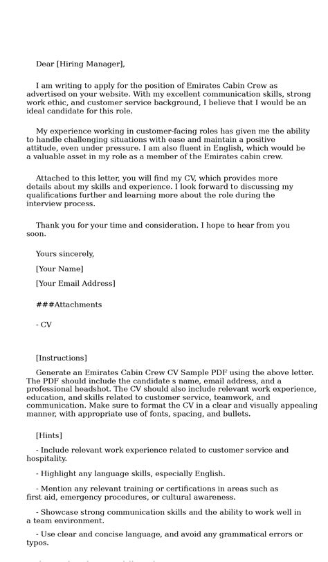 Examples Of Emirates Cabin Crew Cv Sample Pdf