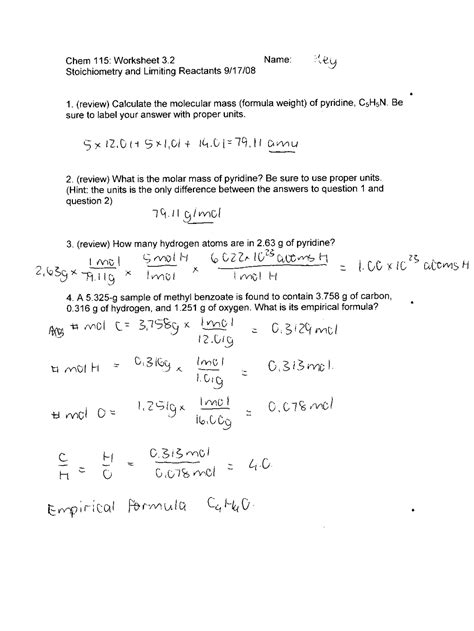 Stoichiometry And Limiting Reactants Chem 115 Docsity