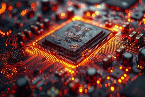 3d Image Of A Computer Chip In Computer In The Style Of Vray Tracing Tabletop Photography