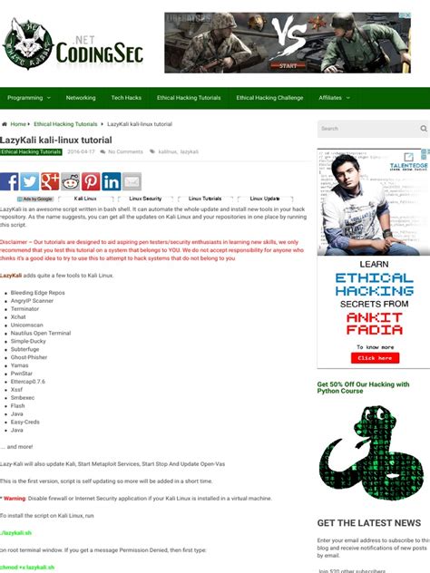 Lazykali Kali Linux Tutorial Coding Security Pdf Linux