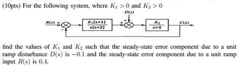 Solved For The Following System Where K1 0 And K2 0