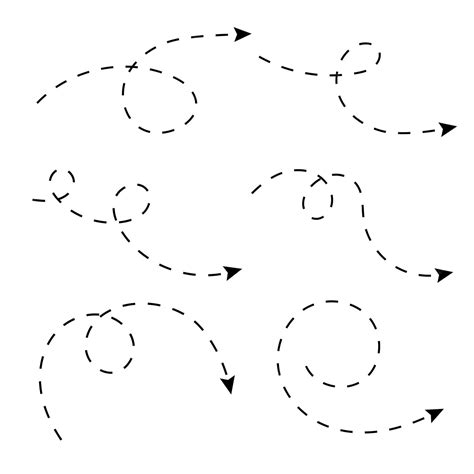 점선 나선형 화살표 세트 무료 벡터