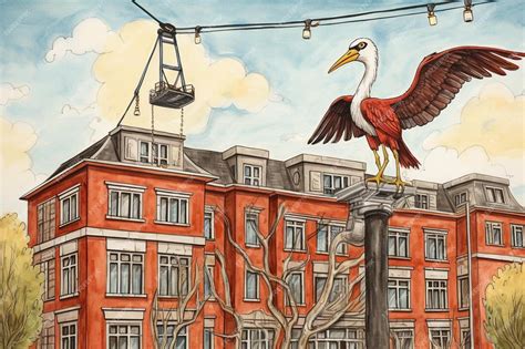 Premium Photo Crane With An Educational Institution In The Background