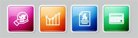 X 글리프 그래프 일정 차트 다이어그램 함수 수학 기호 및 계산기의 정사각형 루트를 설정합니다 다채로운 사각형 버튼 벡터 0명에
