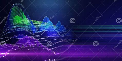 Abstract Background Wireframe Noise Grid With Color Blurred Lines On Blue Presentation Concept