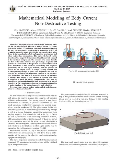 Pdf Mathematical Modeling Of Eddy Current Non Destructive Testing