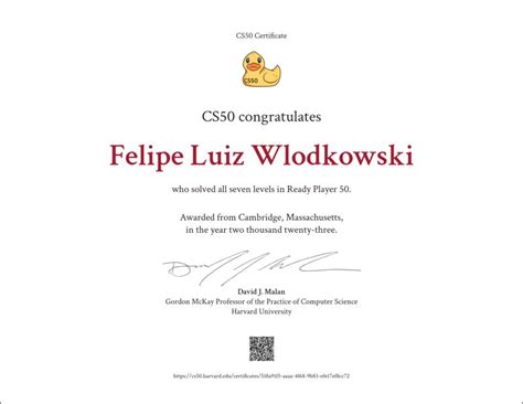 Felipe Luiz Wlodkowski On Linkedin Sharing My New Achievement Cs50