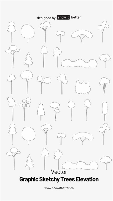Graphic Sketchy Trees Elevation Architectural Trees Architecture