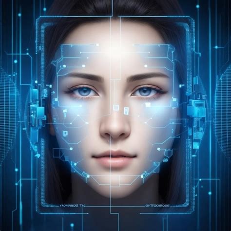 Premium Photo Artificial Face Recognition Abstract Technology