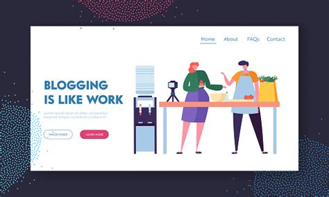 남자와 여자 음식 비디오 블로거의 부부는 추종자에 대 한 게시물을 기록 직업 개념으로 블로깅 남성과 여성의 문자는 새로운 요리