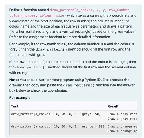 Solved Define A Function Named Draw Pattern A Canvas X Y Chegg Com