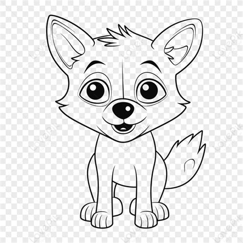 큰 눈 윤곽선 스케치 드로잉이 있는 작은 여우 색칠 페이지 벡터행복하다개요 예술 Png 일러스트 무료 다운로드 Lovepik