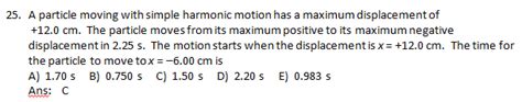 Solved A Particle Moving With Simple Harmonic Motion Has A Chegg