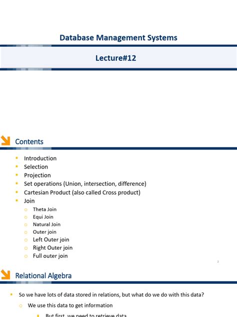 Dbms Lec 12 Database Relational Algebra Pdf