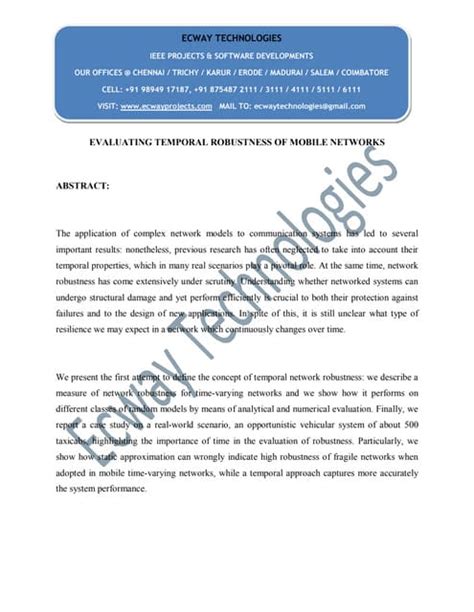 Evaluating Temporal Robustness Of Mobile Networks Pdf