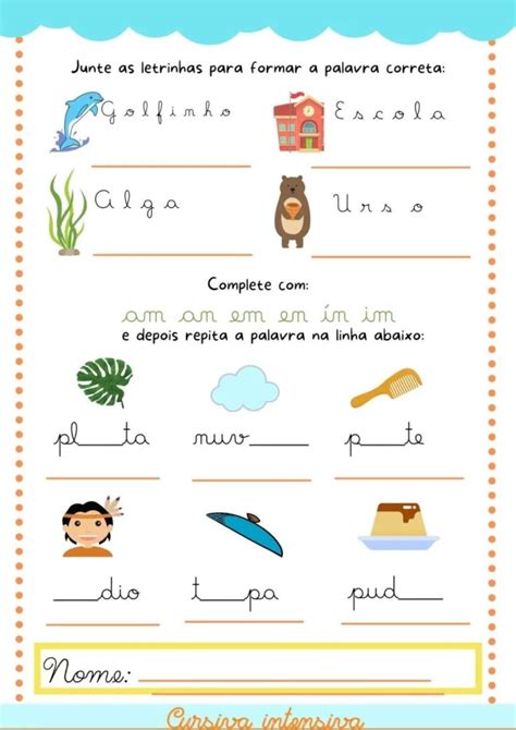 Atividades De Letra Cursiva Para Imprimir Material Gratuito