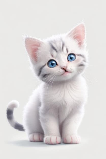 귀여운 흰 고양이 프리미엄 사진