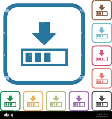 Download In Progress Simple Icons In Color Rounded Square Frames On White Background Stock