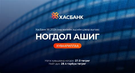 ХасБанк ХК 2024 оны 2 р хагас жилийн ногдол ашиг болох 28 4 тэрбум төгрөгийг хувьцаа