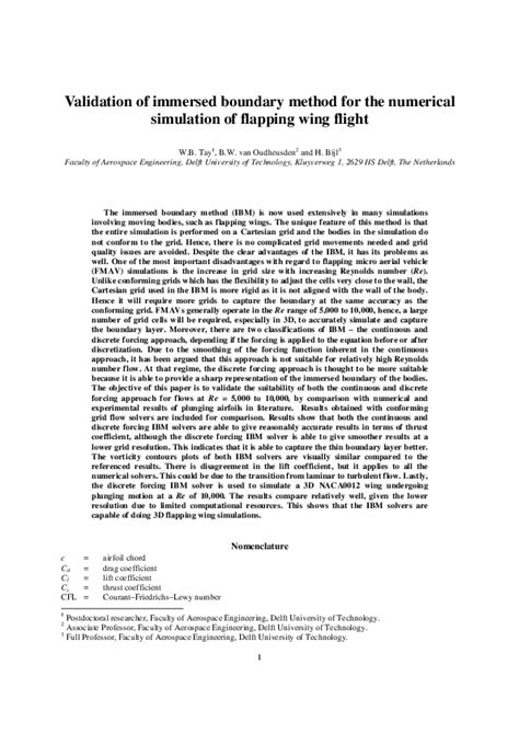 pdf validation of immersed boundary method for the numerical