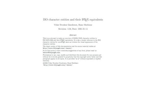 Pdf Iso Character Entities And Their Latex Equivalents · It Is
