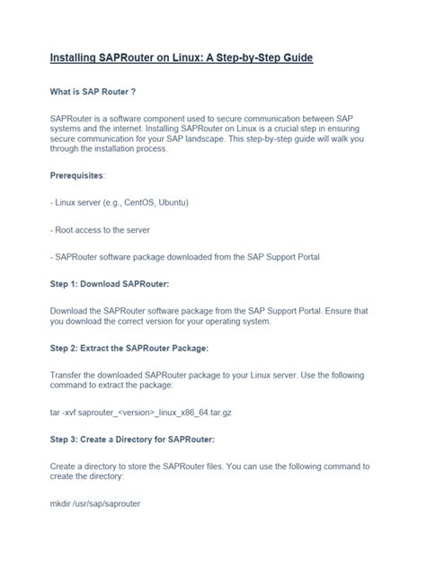 Installing Saprouter On Linux Pdf Linux Computer File