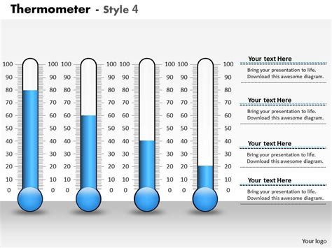 0414 Increasing Flow Thermometer Column Chart Powerpoint Graph