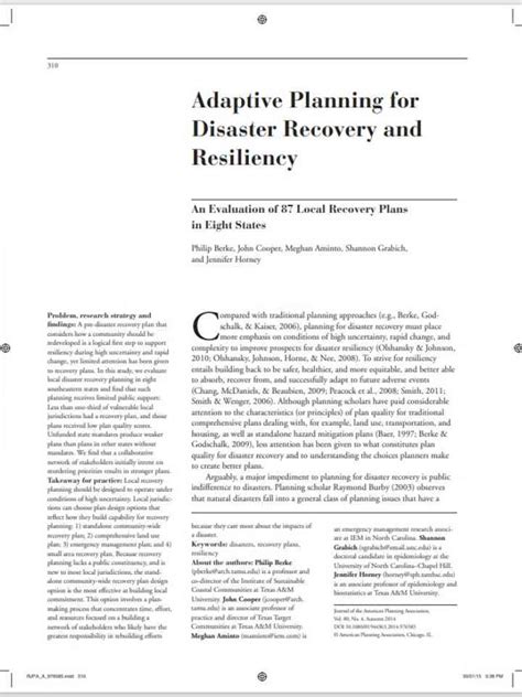 Adaptive Planning For Disaster Recovery And Resiliency An Evaluation Of 87 Local Recovery Plans