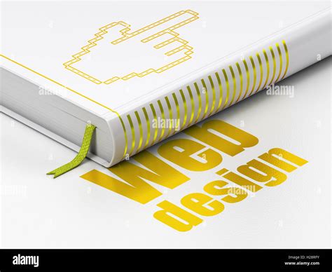 Web Design Concept Book Mouse Cursor Web Design On White Background Stock Photo Alamy