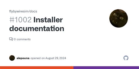 Installer Documentation · Issue 1002 · Flybywiresimdocs · Github