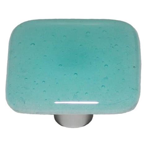 Hot Knobs Hk9001 Ka Aqua Blue Tint Square Glass Cabinet Knob Aluminum