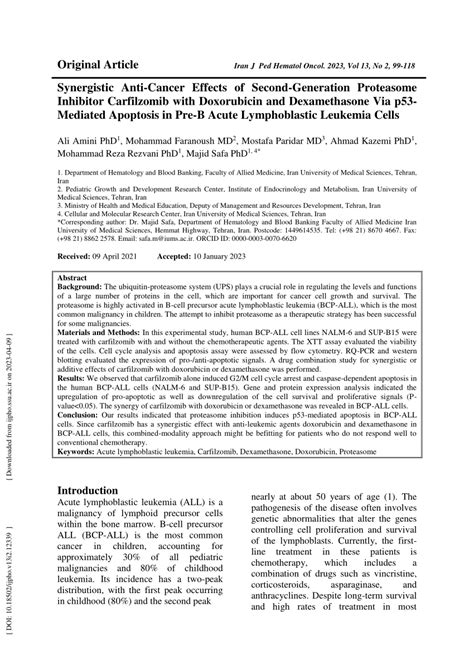 Pdf Synergistic Anti Cancer Effects Of Second Generation Proteasome Inhibitor Carfilzomib With